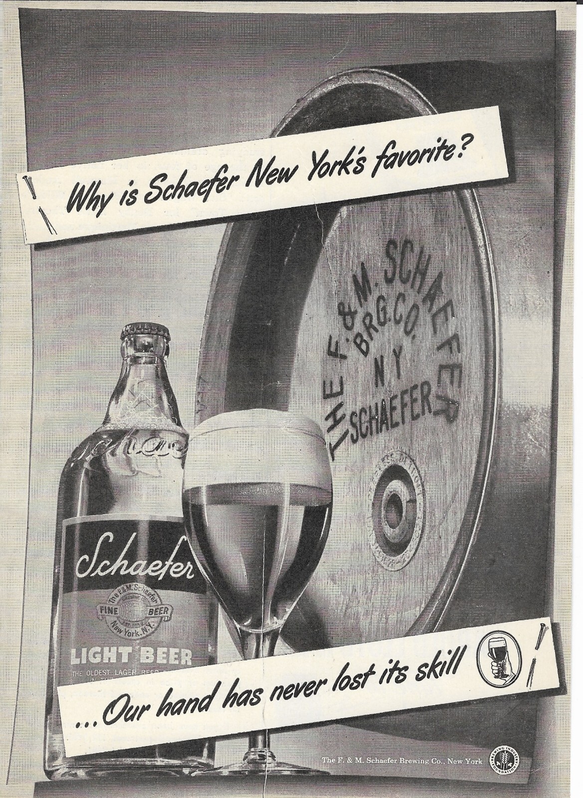 Vintage 1940's Alcohol - Schaefer Beer - Art AD LOT - Bottle Glass ...