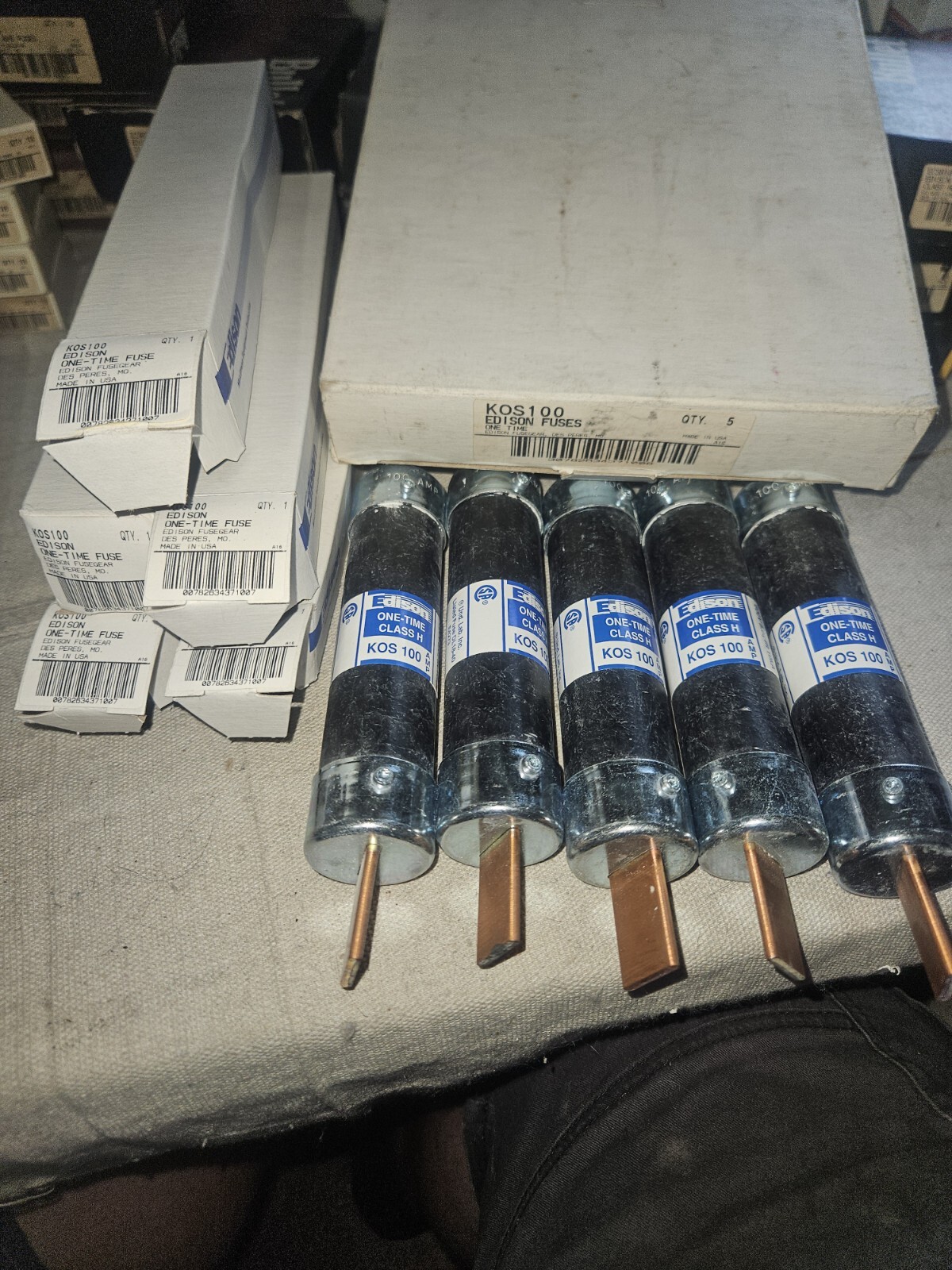 NEW BOX EDISON KOS100 ONE-TIME CLASS H 100A 600V FUSE- 5 FUSES PER BOX ...