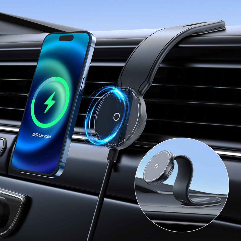 MagSafe Car Mount Aluminum Arm Magnetic Car Phone Holder charger iPhone ...