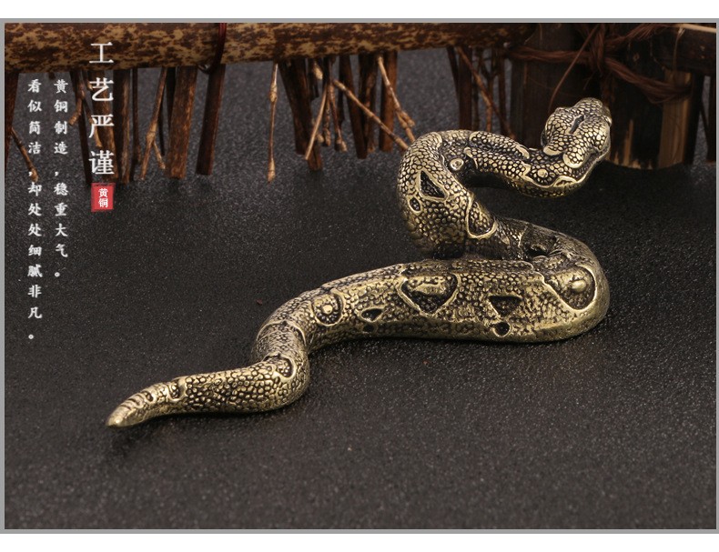 Brass Snake Figurine Vintage Style Sculpture Feng Shui Tea Pet ...