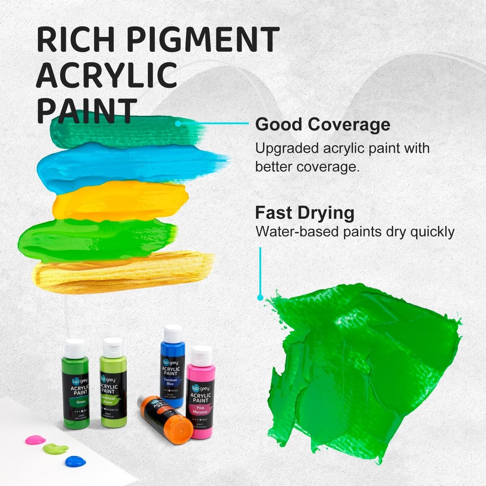 50 Colors Acrylic Paint Set, Non Toxic Art Paints (2fl Oz/60ml Each ...