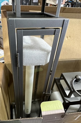 Evergreen Tower Lantern, LED Tapered Candle Set 3-Pack in Black with ...