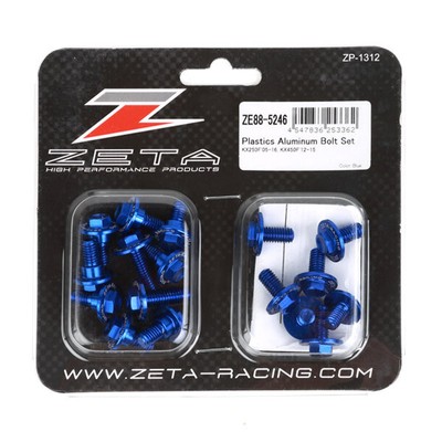 Zeta Body Plastic Bolt Kit Blue Anodized Aluminum Kawasaki KX450F 12-15 ...