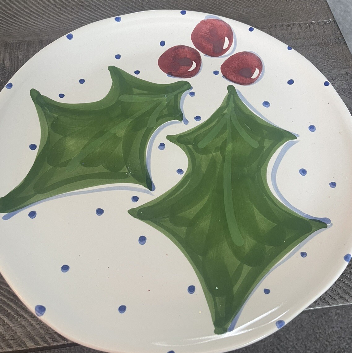 Studio Art Pottery Holly Design platter Signed By Artist Jan Pugh #134 ...