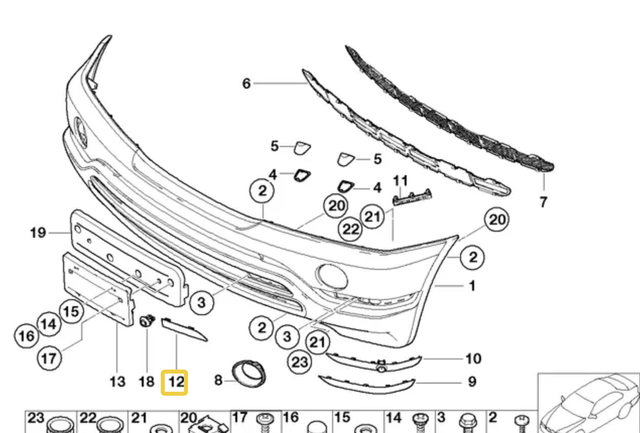 Genuine BMW X5 Tow Hook Eye Hole Cover Front Left OEM 51118250413 for ...
