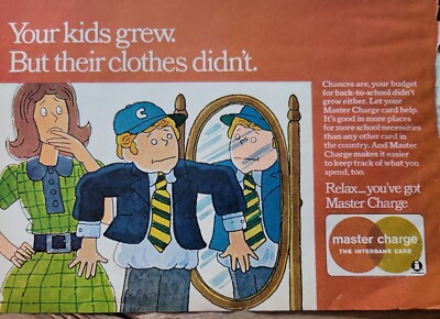 1975 Master Charge card your kids grew clothes didnt vintage ad | eBay