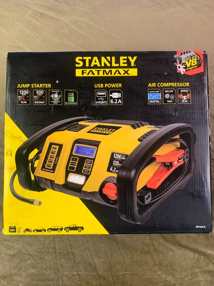 Stanley Fatmax Power Station 12V Jump Starter USB Charger Air Pump 1000 ...