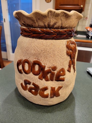 LARGE HANDMADE Art POTTERY COOKIE SACK COOKIE JAR 10.5" | eBay