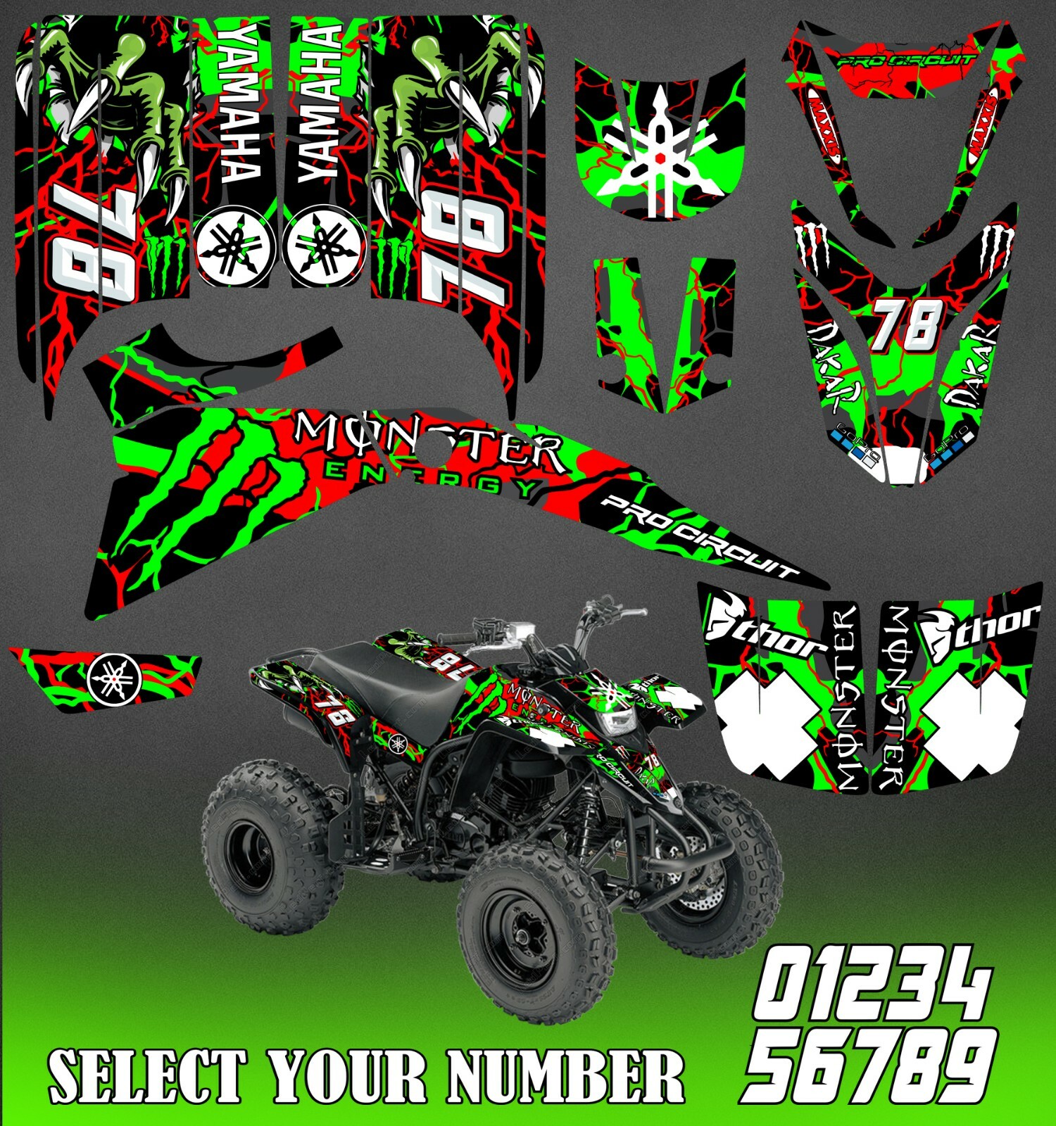 yamaha blaster yfs 200 yfs200 decals graphics stickers full kit atv ...