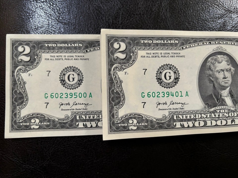 New Uncirculated Two Dollar Bills 2017A $2 Sequential Notes (Lot of 5 ...