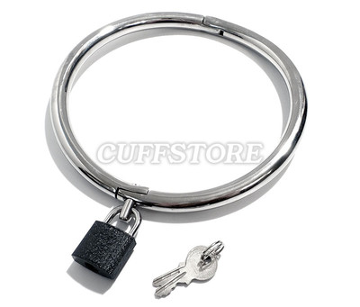 12.5" Curved Stainless Steel Collar Necklace with Front Locking Padlock ...