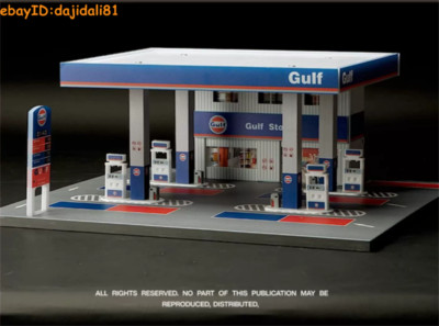 1/64 Diorama City Gas Station Model Car Garage LED Lighting Scene ...