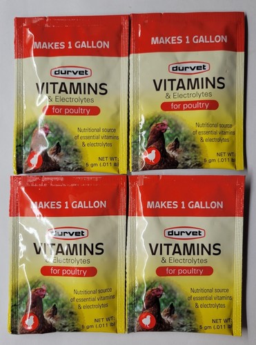 Lot of 4 Durvet Vitamins & Electrolytes for Poultry 5gm Packets ...