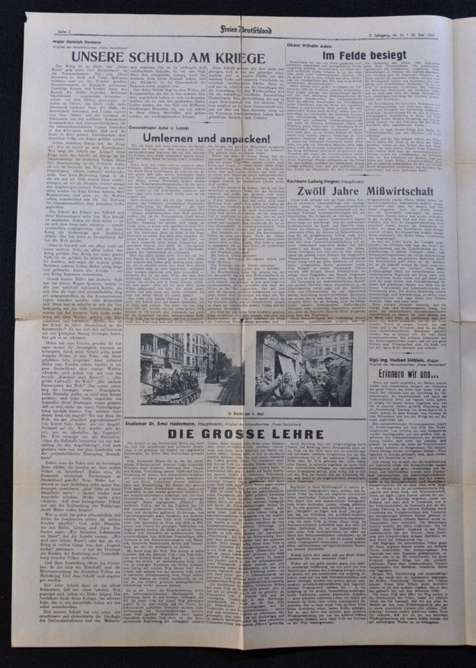 Original WWII Red Army Newspaper Freies Deutschland BERLIN 1945 - RARE ...