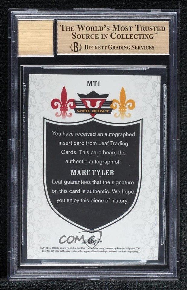 2012 Leaf Valiant Marc Tyler #MT1 BGS 9.5 GEM MINT Rookie Auto RC | eBay