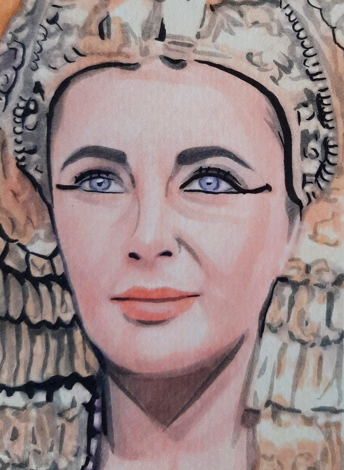 Original Elizabeth Taylor Cleopatra aceo miniature art sketch card ...