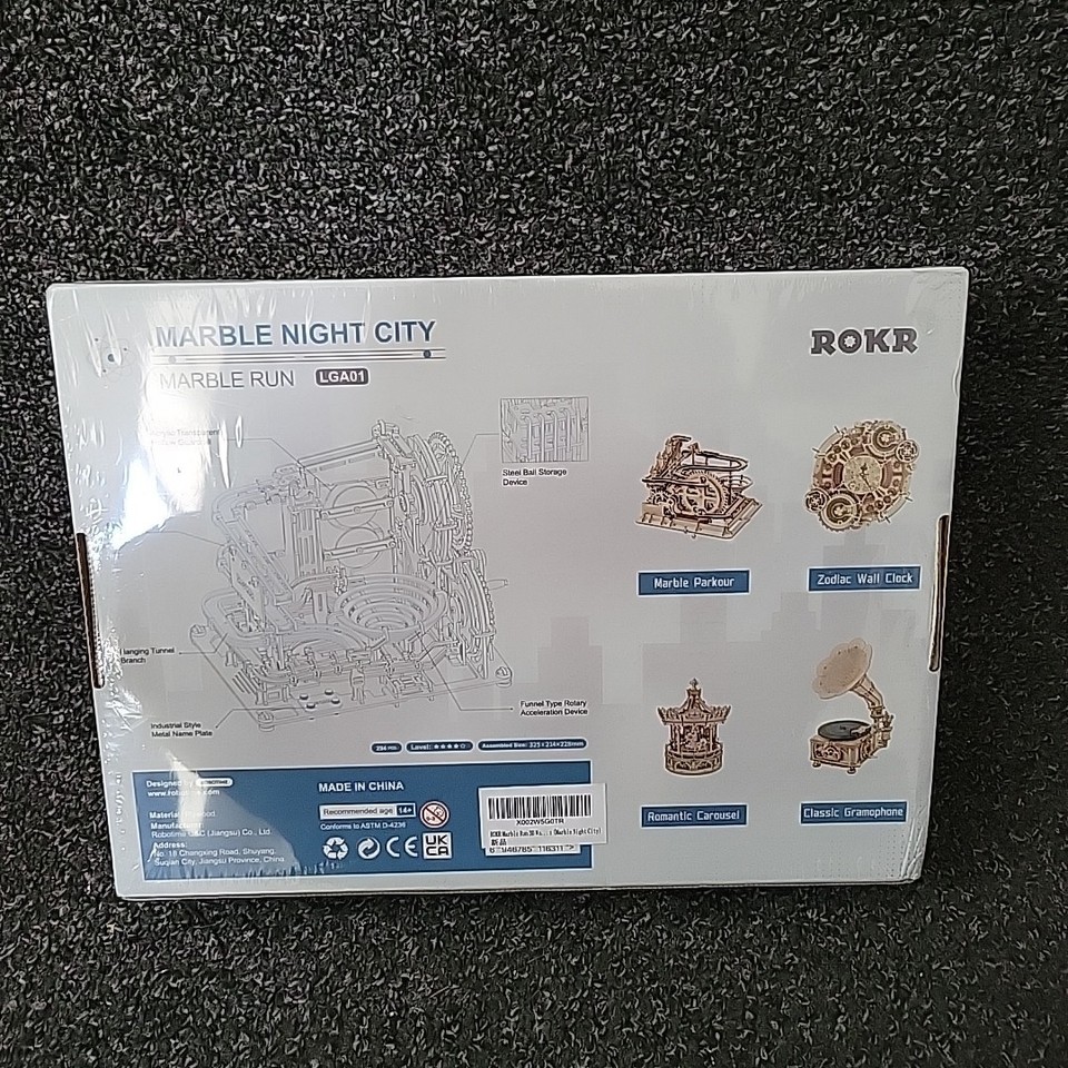ROKR Marble Night City Mechanical 3D Wooden Puzzle Marble Run Model ...