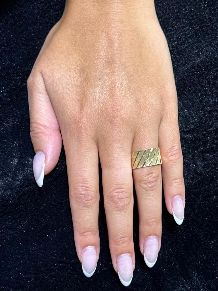 14k Yellow Gold Hand Made Diamond Cut Design 10mm Wide 14k Yellow Gold Hand Made Diamond Cut Design 10mm Wide