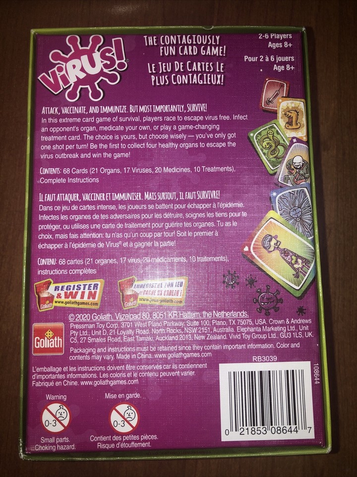 Virus! The Contagiously Fun Card Game Goliath NEW Family Party 2-6 ...