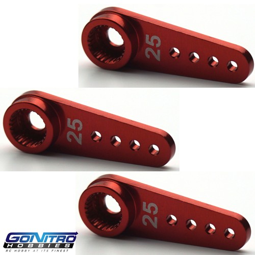 Go Nitro Hobbies 25T Small Aluminum One Way Servo Arm 3 Red Futaba ...