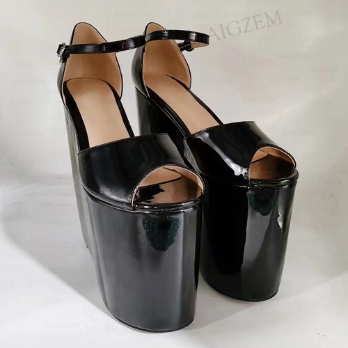 Women Sandals 20CM High Heels Platform Peep Toe Wedges Straps Height ...