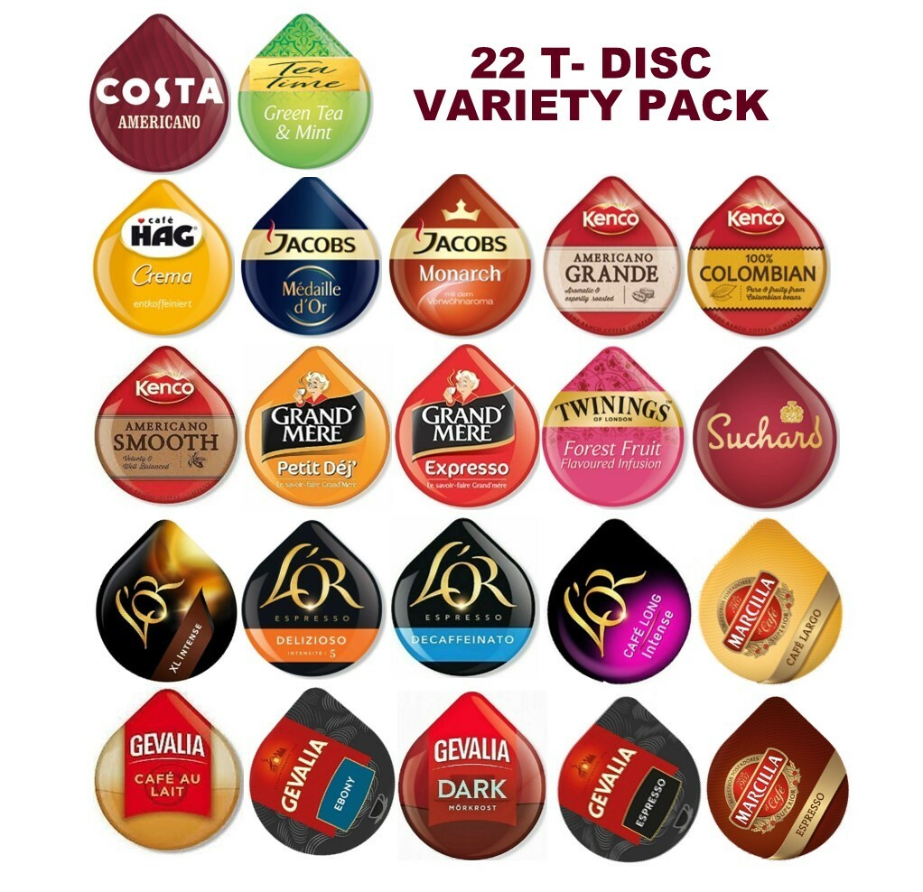 22 TASSIMO PODS VARIETY TASTER STARTER PACK: COFFEE, TEA, CHOCOLATE | eBay