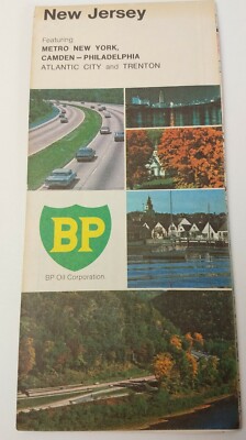 Vintage 1969 BP Oil Corporation New Jersey Map | eBay