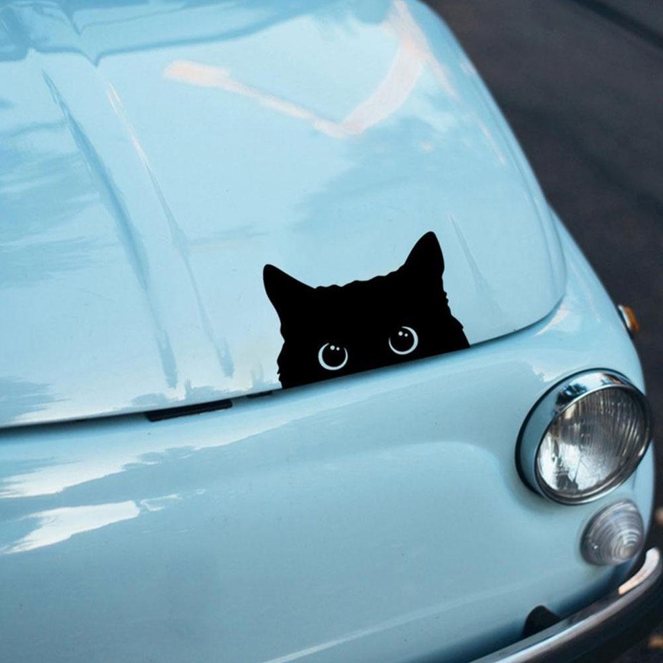 Cute Black Cat Peeking Car Sticker Car Windows Scratch Decorative ...