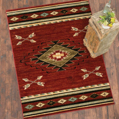 Southwestern Lodge Cabin Rustic Tribal Arrow Red Area Rug **FREE ...