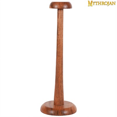 Wooden Helmet Stand for Medieval Head Armor Display Brown Wood Hat ...