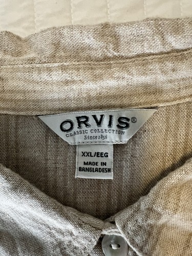 Orvis Classic Collection Linen Blend Button Down Striped Shirt Women's ...