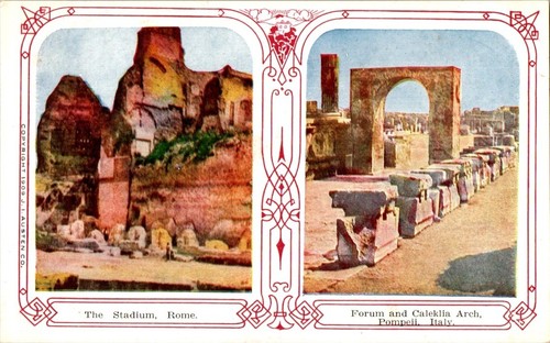 Rome Pompeii Stadium Forum Calcidium Arch Postcard 1908 Lausanne Co | eBay