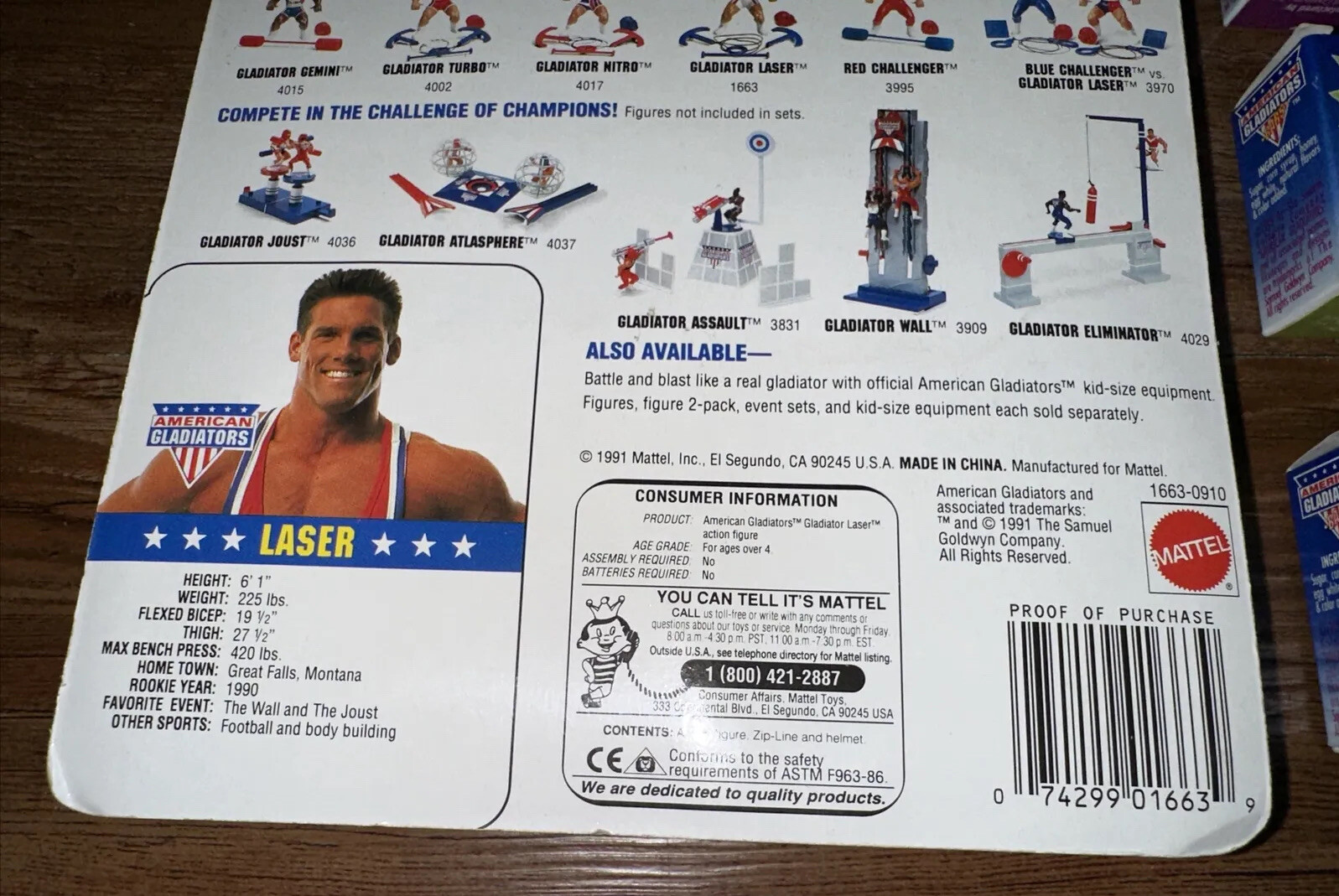 Vintage 1991 Mattel American Gladiators LASER Lazer Action Figure Candy ...