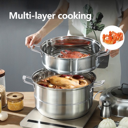 5-Layers Cooker Steamer Stainless Steel Steam Cooking Soup Pot with Lid ...