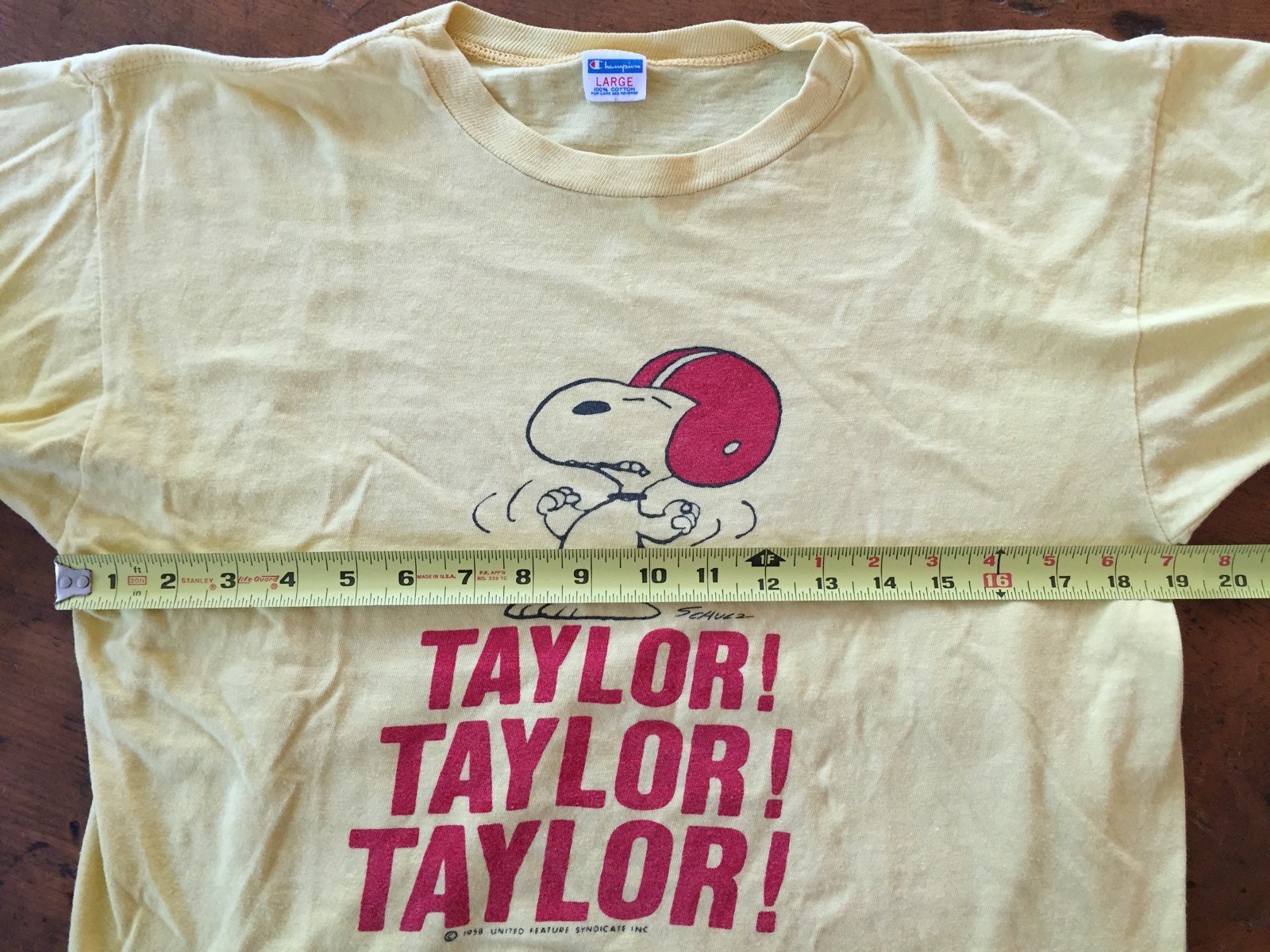 VINTAGE SNOOPYT SHIRT PEANUTS TAYLOR UNIVERSITY FOOTB… - Gem