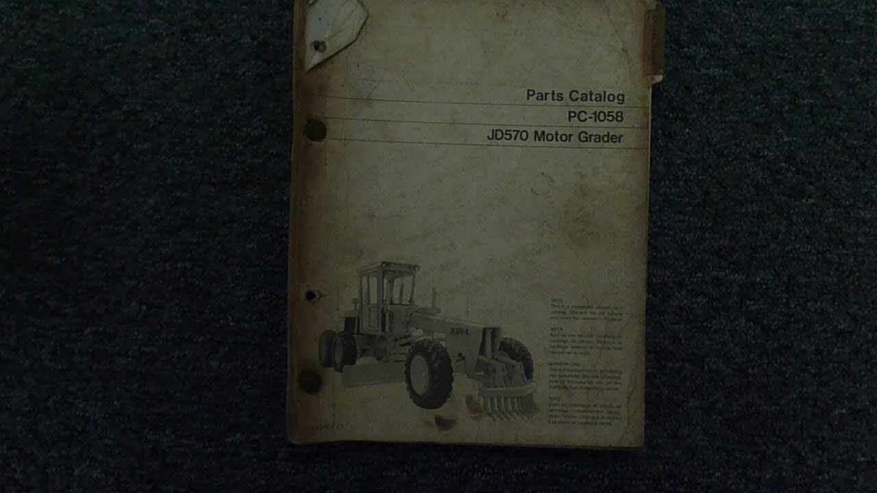 John Deere JD 570 Motor Grader Parts Catalog Manual PC1058 | eBay