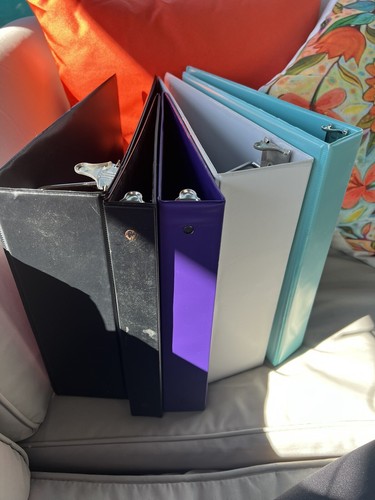 Lot Of Five Binders Various Sizes 3”-1” And Colors | eBay