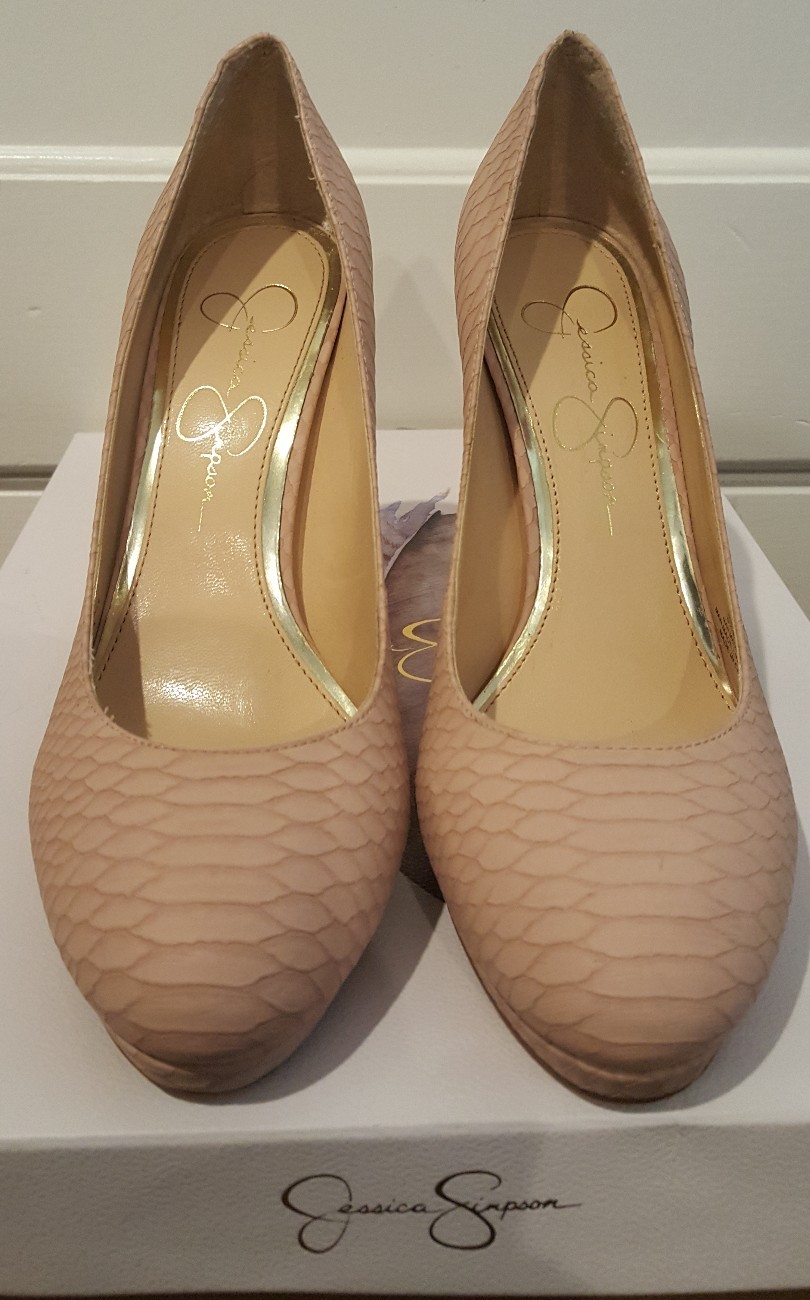 Jessica Simpson Sandous Snakeskin Pink High Heel Pump… - Gem