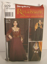 Simplicity Renaissance Costume 9929 Collection Gown Uncut Pattern Hats ...