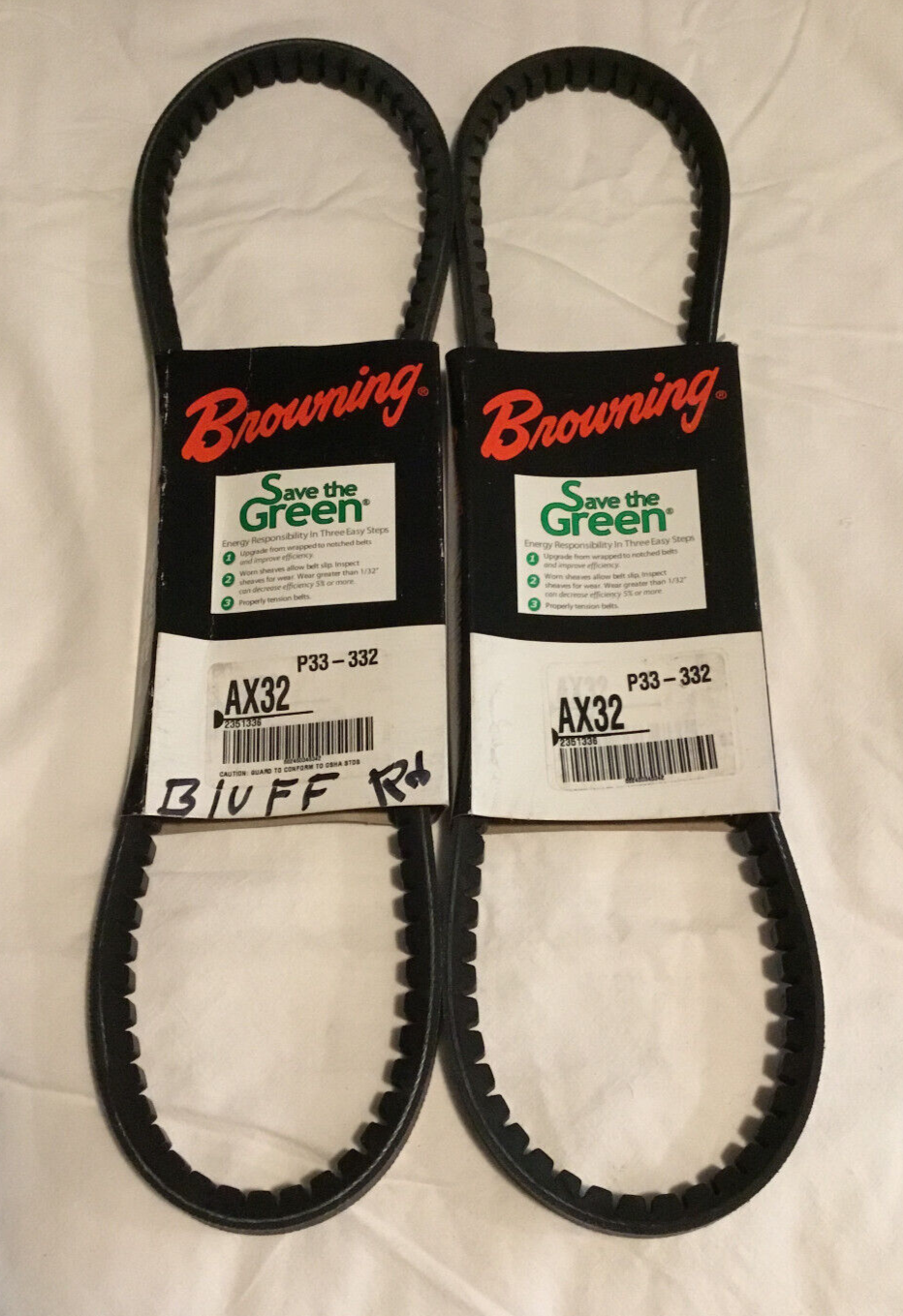 Browning AX32 Cogged V-Belt P33-332 - Set of 2 | eBay