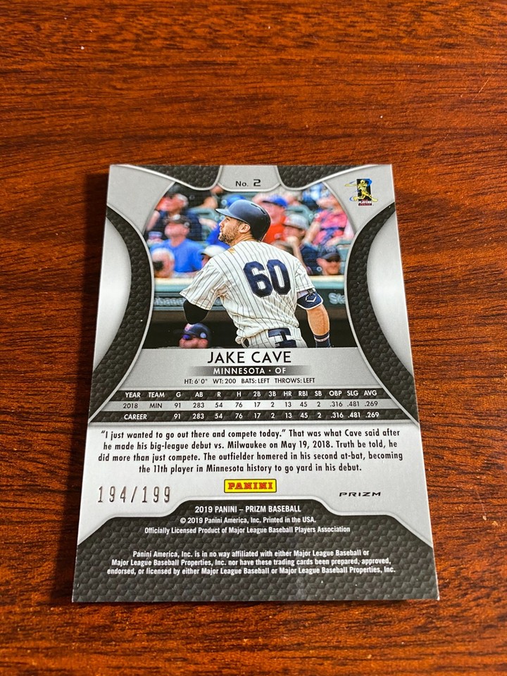 2019 Panini Prizm #2 Jake Cave Rookie Card Lime Green Donut Circle ...