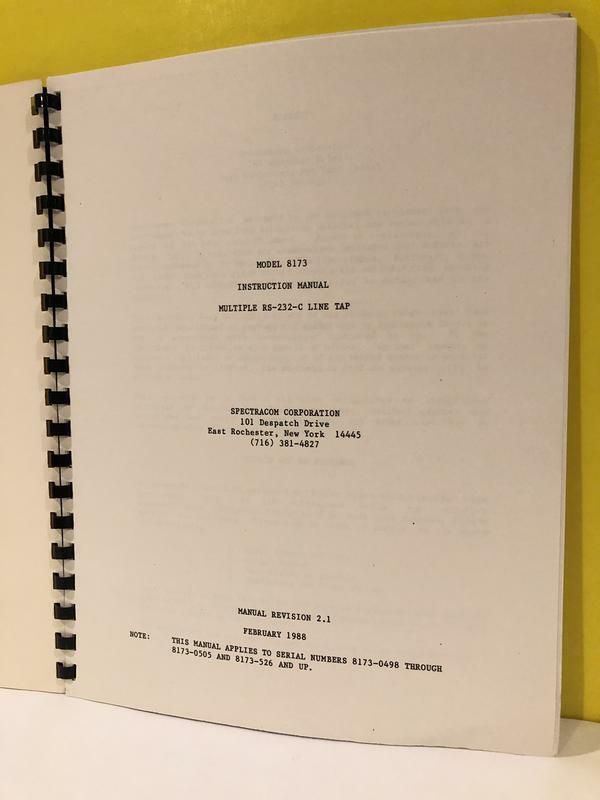 Spectracom Model 8173 Multiple RS-232-C Line Tap Instruction Manual | eBay
