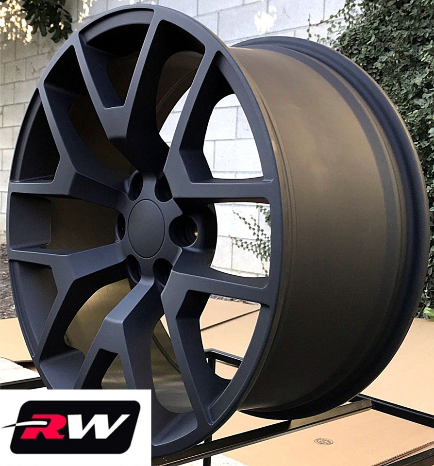 22" inch 22 x9" Wheels for Chevy Suburban Matte Black GMC Sierra 2014 ...