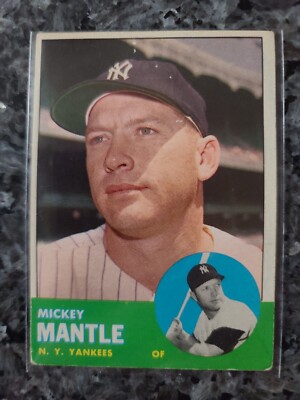 1963 Topps Baseball- #200 Mickey Mantle, Yankees HOF, Ex, Small Crease ...
