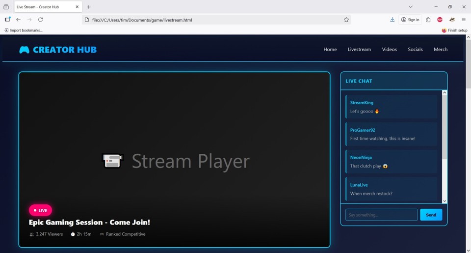 Creator Hub – Gaming & Streamer Website Template (HTML/CSS) | eBay