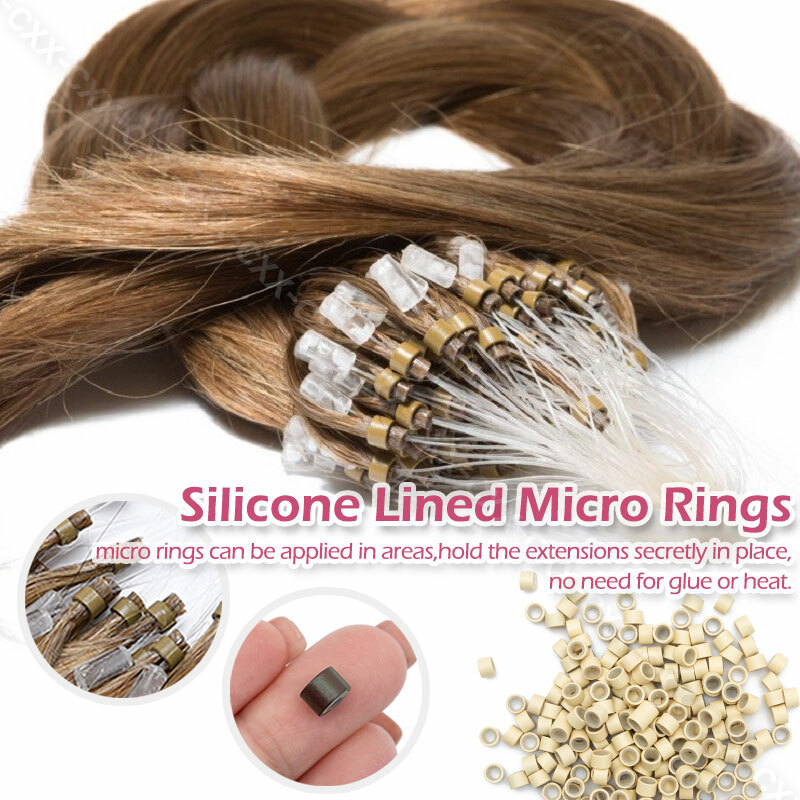 THICK Micro Bead Loop Hair Extensions Human Hair Balayage Brown Micro ...