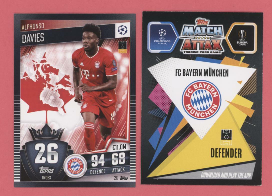 Alphonso Davies 2020-21 Topps Match Attax 101 UEFA Card #26 BAYERN ...