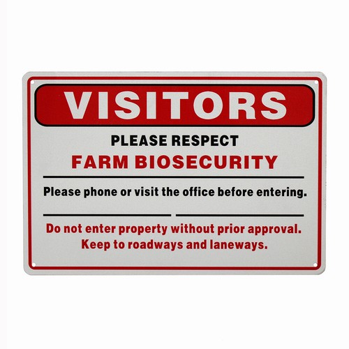 2x Visitors Farm Biosecurity Warning Notice Phone Before Enter Sign ...