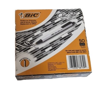 Bic Clic Stic Pen Black Medium 50 Pack | eBay