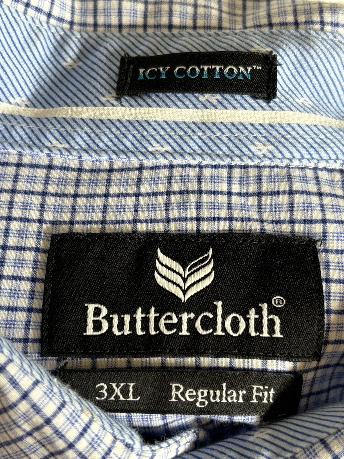 Butter Cloth Shirt Men's 3XL Icy Cotton Geometric Plaid Long Sleeve ...